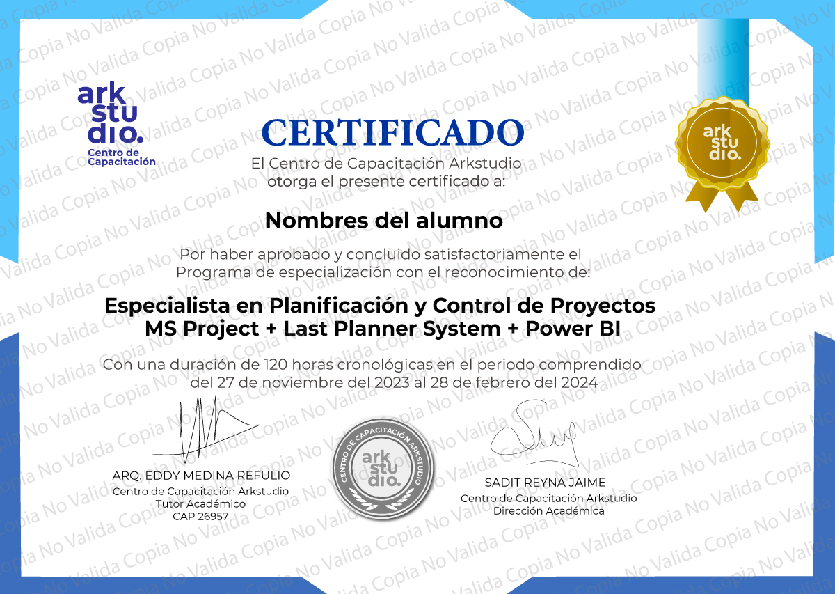 Planificación y Control de Proyectos MS Project+ Last Planner + Power BI - ARKSTUDIO